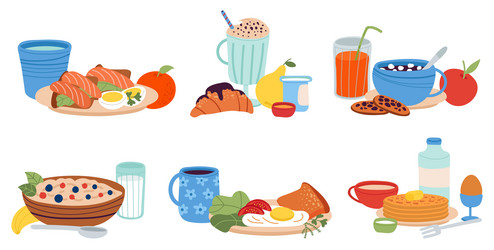 Cartoon isolated cereal breakfast with fruit Vector Image