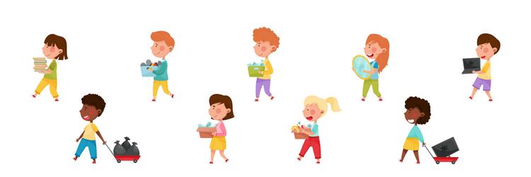 Little kids recycling sorting garbage and waste Vector Image