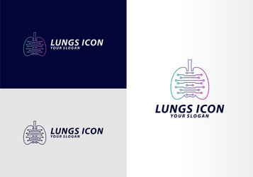 Lung tech logo concept digital lungs Royalty Free Vector