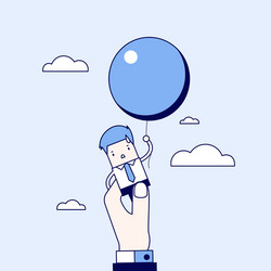 Businesswoman flying away with balloon Royalty Free Vector