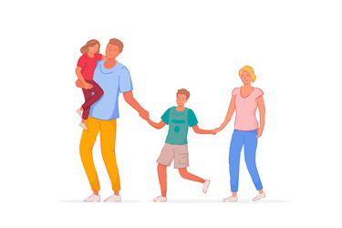 Family on walk set isolated on white background Vector Image