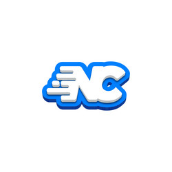 Letter nc fast speed technology modern logo design