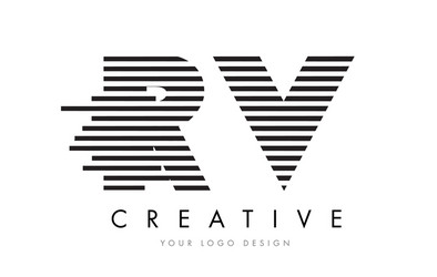 Creative white letters rv r v logo with leading Vector Image