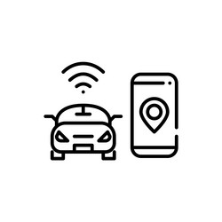 Smart self-driving car icon smartphone with map Vector Image