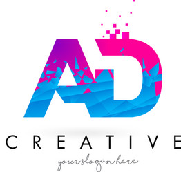 Ad a d pixel letter logo with digital shattered Vector Image