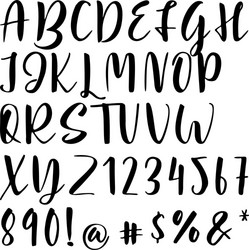 Handwritten calligraphy font alphabet Royalty Free Vector