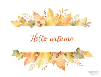 Watercolor autumn banner of leaves Royalty Free Vector Image