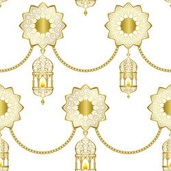Arabic golden seamless pattern on white background