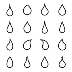 Collection of linear droplet symbols isolated Vector Image