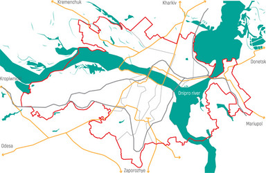 Map of the dnieper ukraine Royalty Free Vector Image