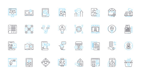 Publicity and exposure linear icons set Royalty Free Vector