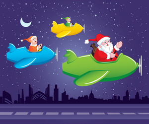 Santa in airplane Royalty Free Vector Image - VectorStock