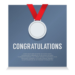 Bronze medal with congratulations card Royalty Free Vector