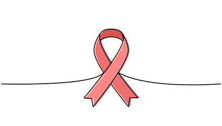 Aids awareness ribbon one line continuous drawing Vector Image