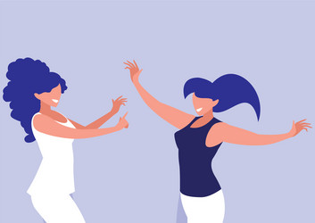 Young girls dancing characters Royalty Free Vector Image