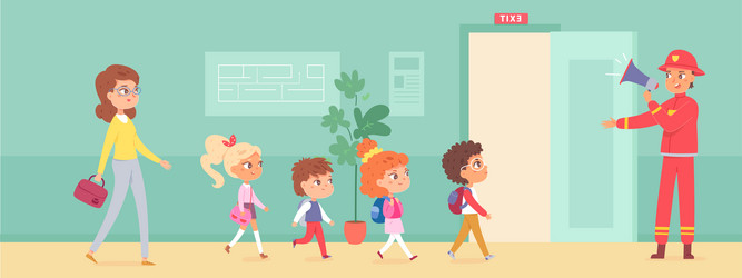 Evacuation educational game with school kids Vector Image