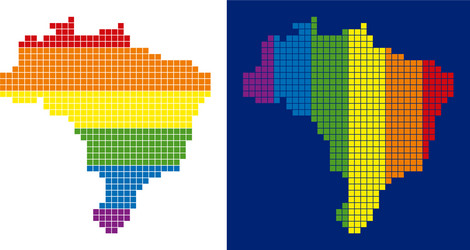 Dotted pixel south america map Royalty Free Vector Image