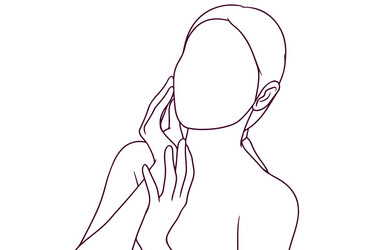 Beautiful girl touch her neck hand drawn style Vector Image