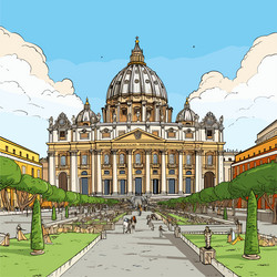 Basilica of saint peter hand-drawn comic saint Vector Image