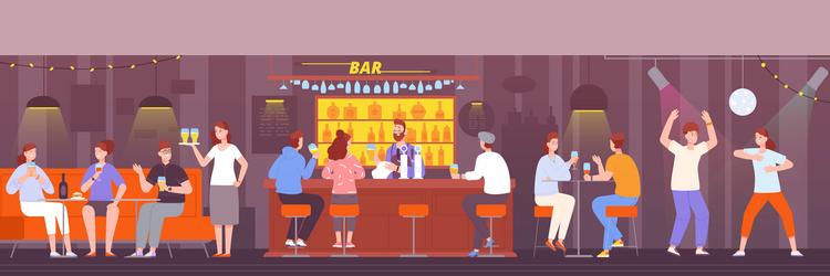 Friends evening bar people talking night pub Vector Image