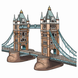 Tower bridge hand-drawn comic bridge Royalty Free Vector