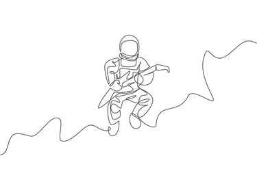Continuous one line drawing young astronaut Vector Image