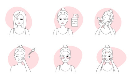 Makeup removal set girls remove visage Royalty Free Vector