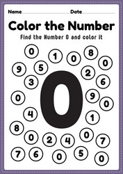 Kindergarten math worksheet number 4 coloring Vector Image