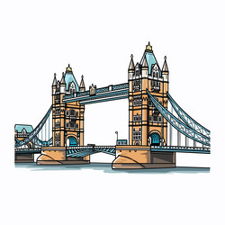 Tower bridge hand-drawn comic bridge Royalty Free Vector