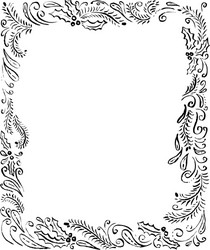 Snowflake winter line border frame with copy space