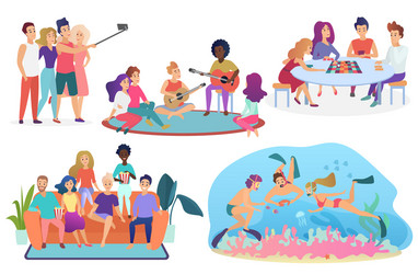 People groups speaking discussing smth at talk Vector Image