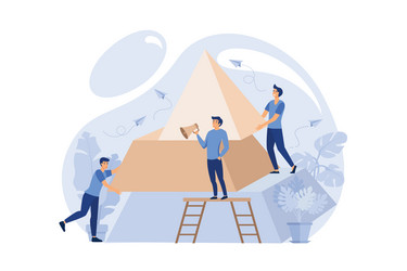 People connect the elements of the pyramid Vector Image
