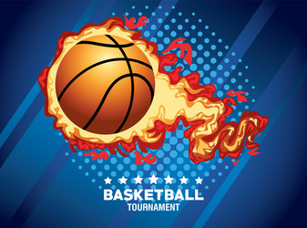 Cartoon ad poster banner with basketball Vector Image