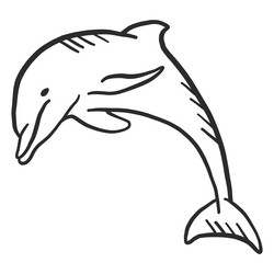 Dolphin flipper tail swimming doodle animal Vector Image