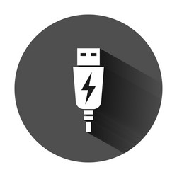 Usb cable icon in flat style electric charger Vector Image