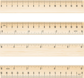 Wooden metric imperial rulers centimeter Vector Image