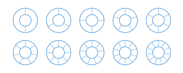 Donut chart segments collection wheel diagrams Vector Image