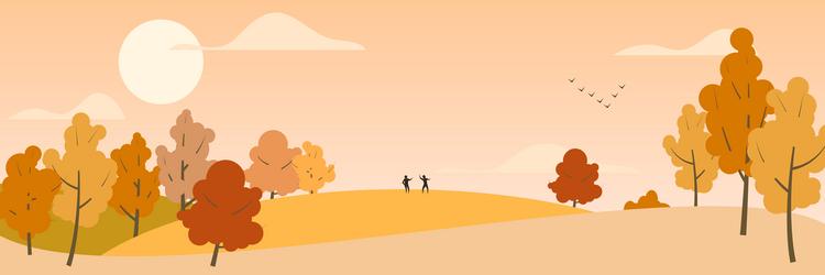 Autumn cartoon style landscape Royalty Free Vector Image