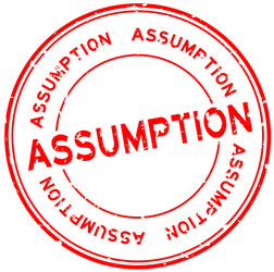 Red color inserted label with word assumption Vector Image