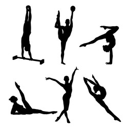 Set of artistic gymnastics design silhouette Vector Image
