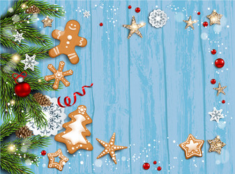 Blue rustic christmas template Royalty Free Vector Image