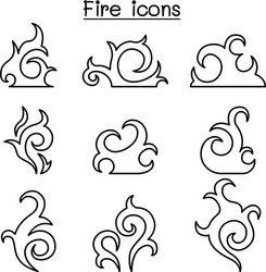 Flame fire icon set Royalty Free Vector Image - VectorStock