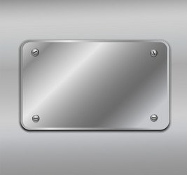 Shiny metal plate isolated on metallic background Vector Image