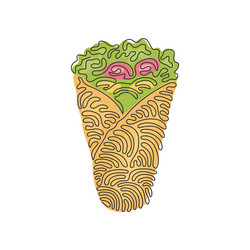 Single continuous line drawing doner kebab on Vector Image