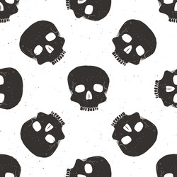 Skull seamless pattern hand drawn sketch Vector Image