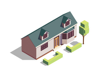 Isometric suburban house Royalty Free Vector Image