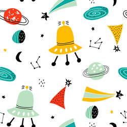 Childish seamless pattern hand drawn space Vector Image