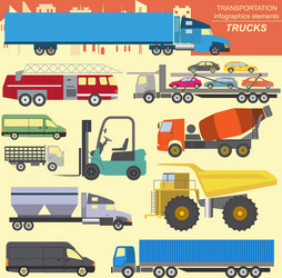 Cargo transportation infographics trucks lorry Vector Image