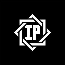 Ip monogram logo with shield and crown style Vector Image