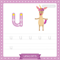 Letter u lowercase tracing practice worksheet Vector Image